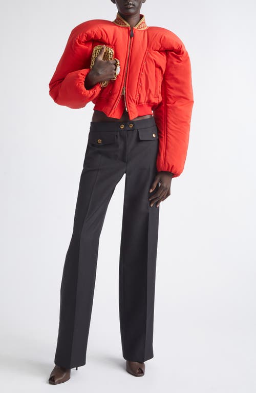 ALEXANDER MCQUEEN McQueen Red Silk Cropped Bomber Jacket